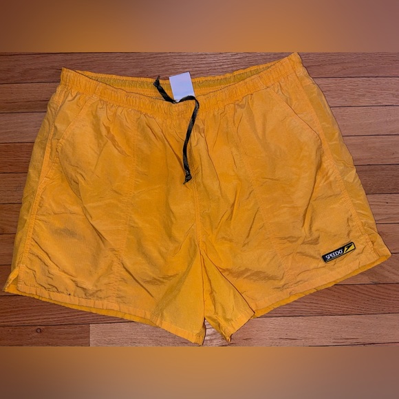 Speedo | Swim | Speedo Vintage Gold Swim Trunks 5 Inseam Logo Pockets ...